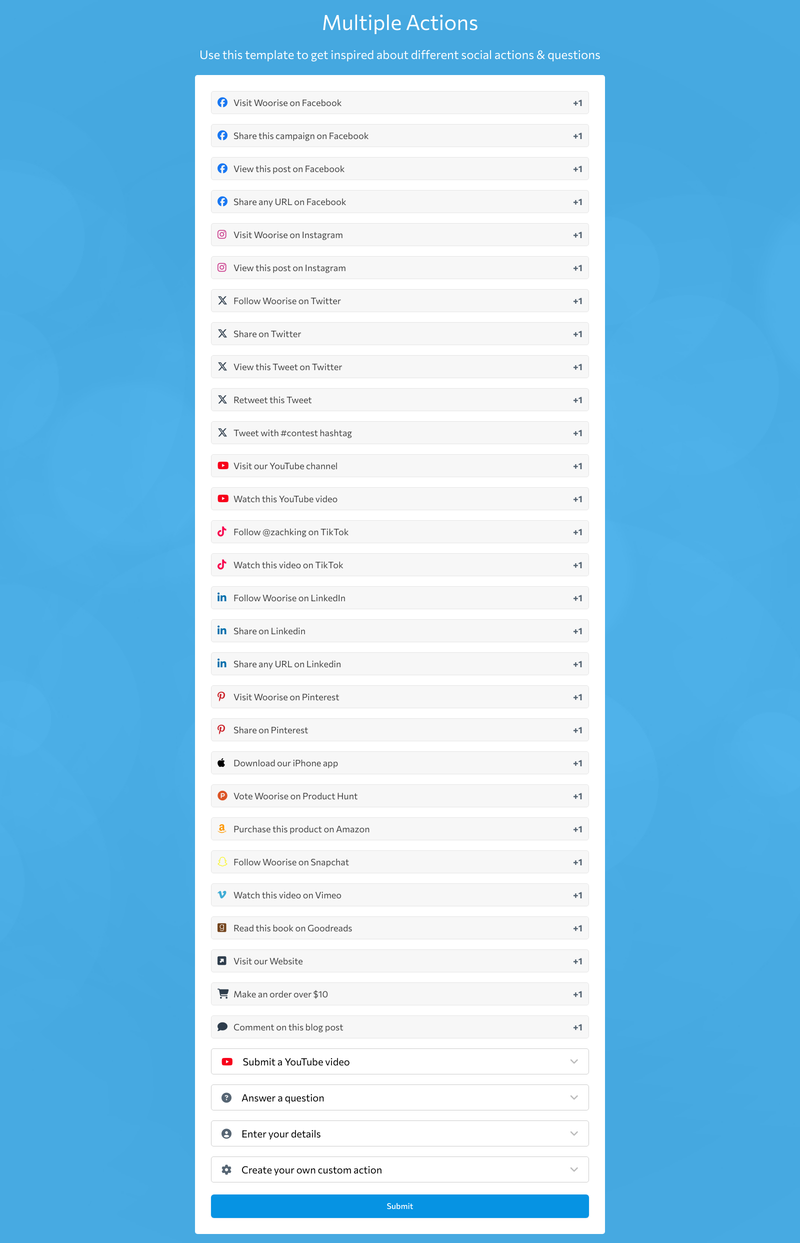 Multiple Actions Template – Woorise