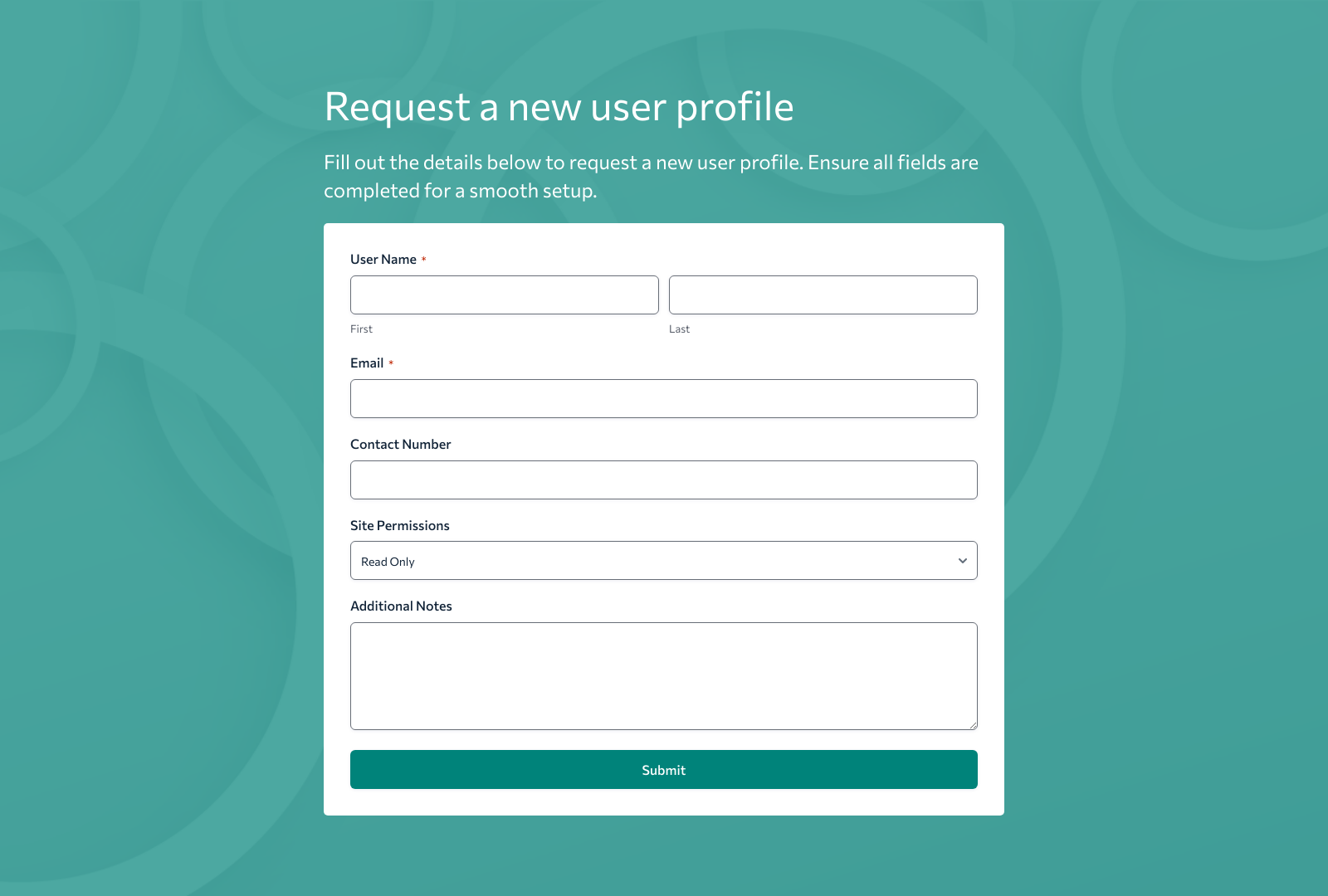 New User Request Form Template – Woorise