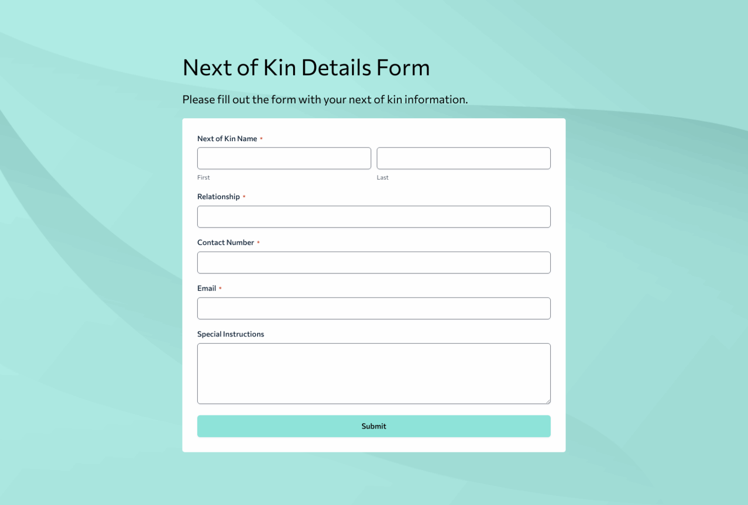 Next Of Kin Form Template – Woorise