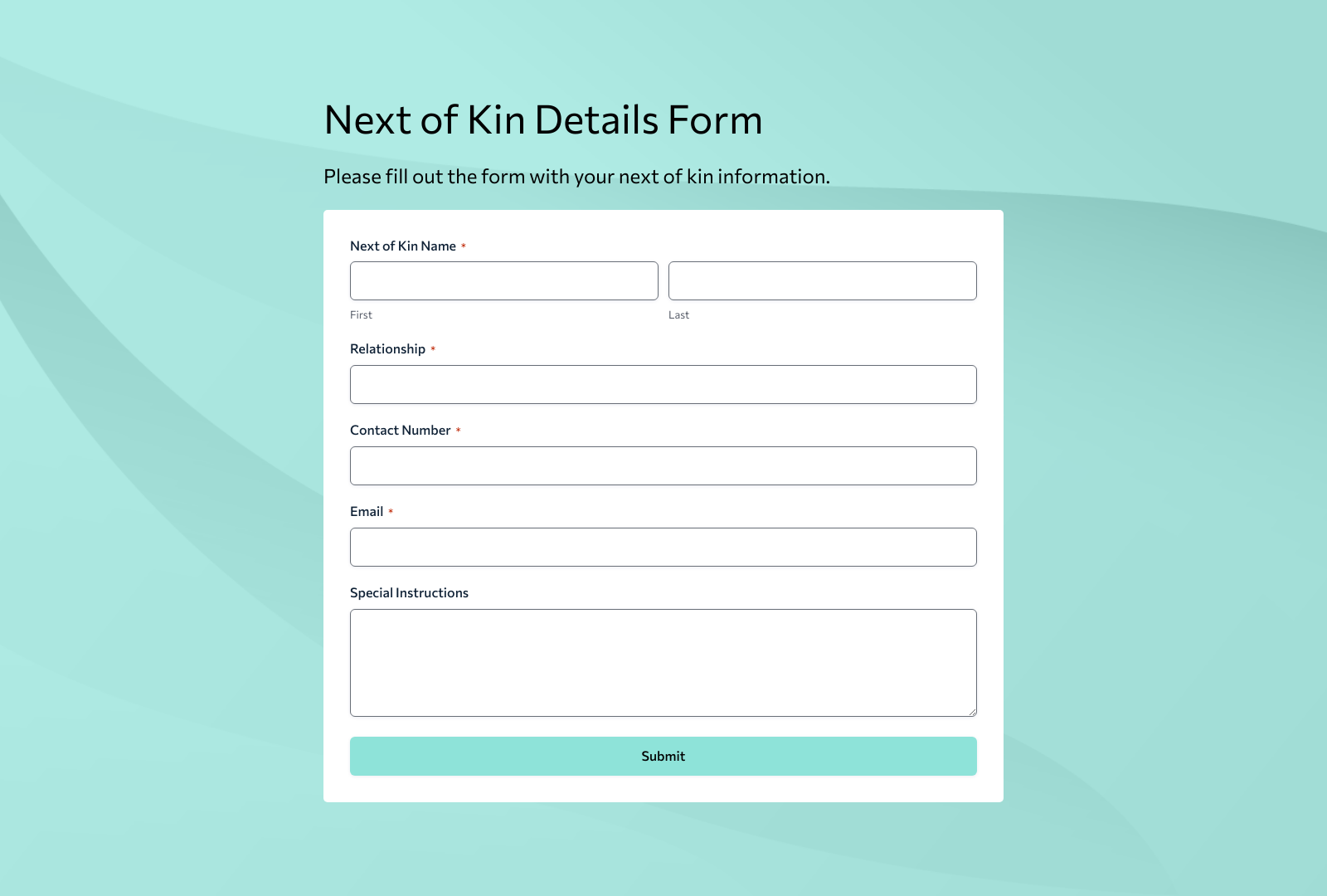Next Of Kin Form Template – Woorise