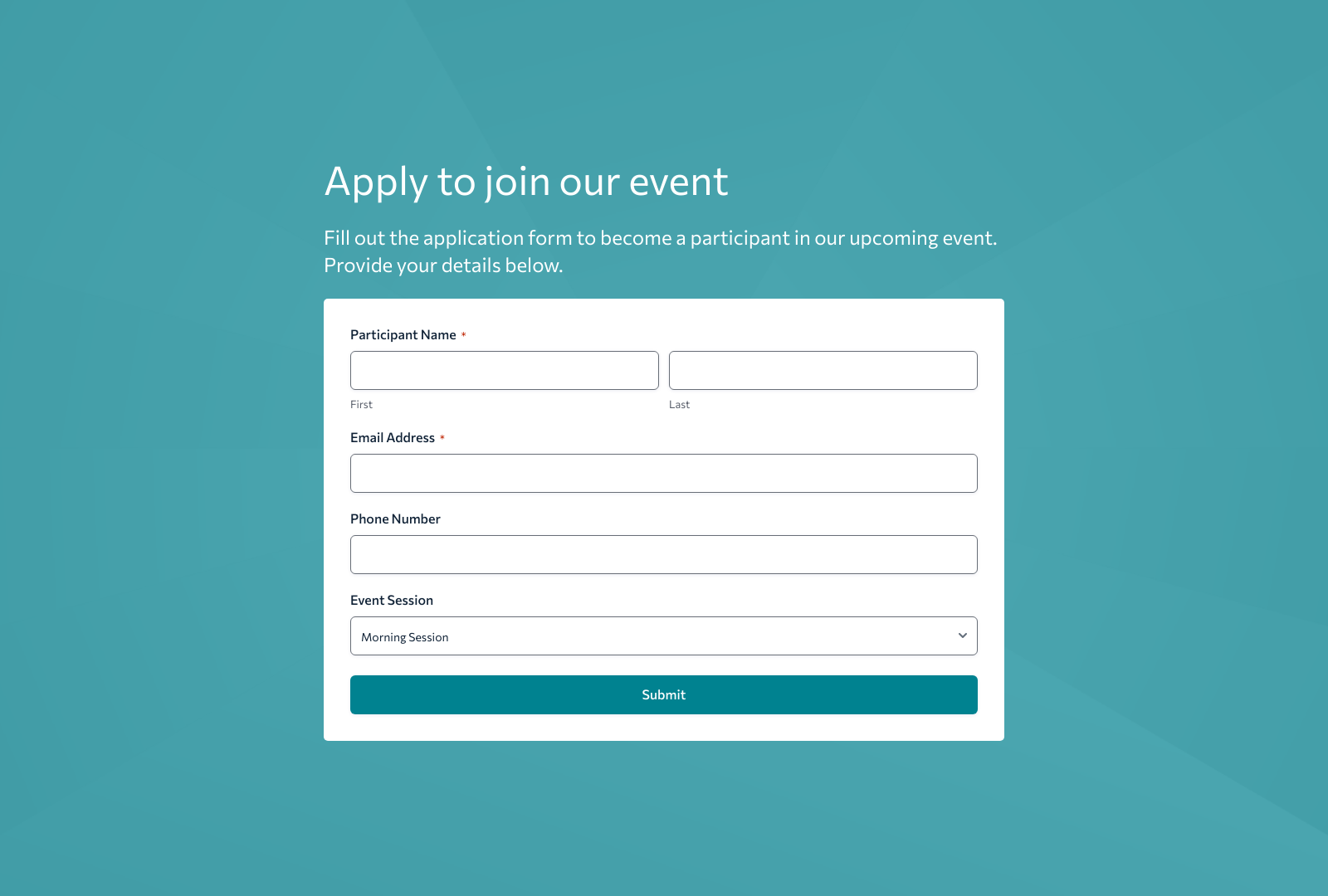 Participant Application Form Template – Woorise
