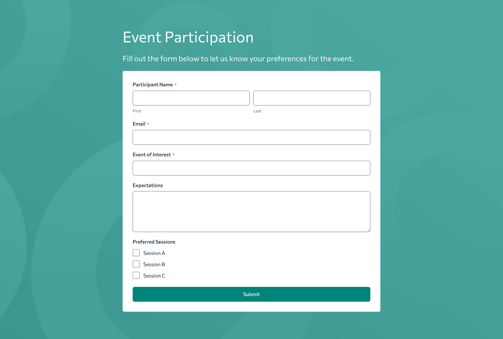 Participation Form Template – Woorise