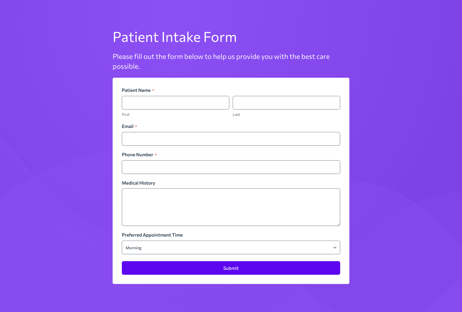 Patient Intake Form Template – Woorise