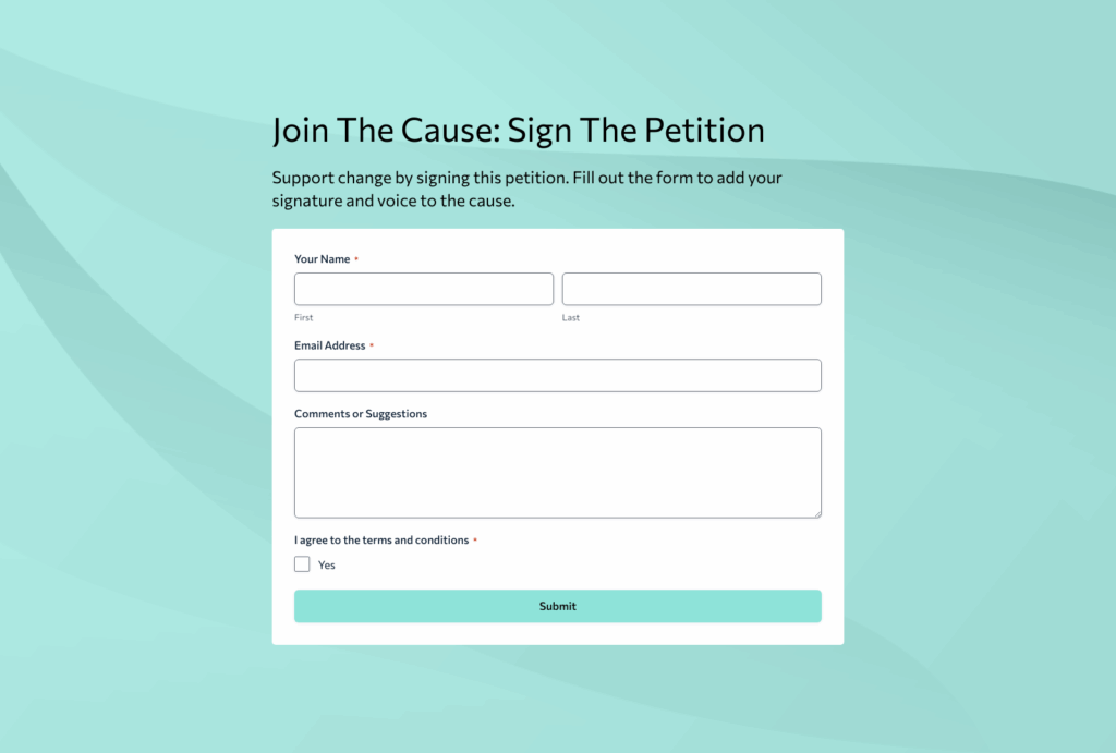 Petition Form With E-Signature Form Template – Woorise