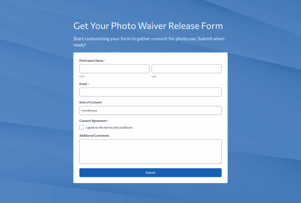 Photo Waiver Release Form Template – Woorise