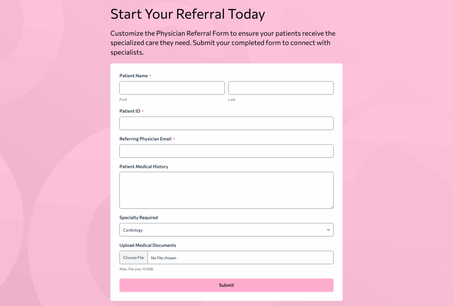 Physician Referral Form Template – Woorise