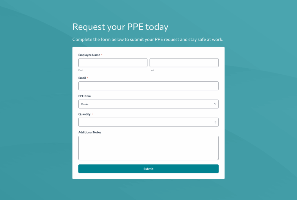 PPE Request Form Template – Woorise