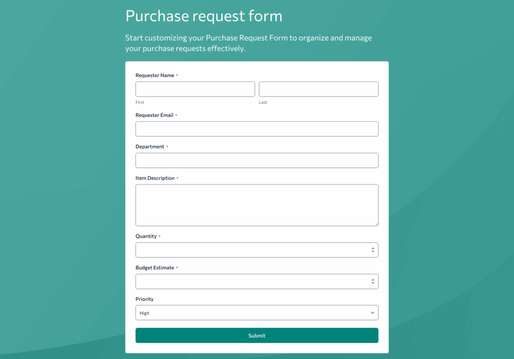 Purchase Request Form Template – Woorise