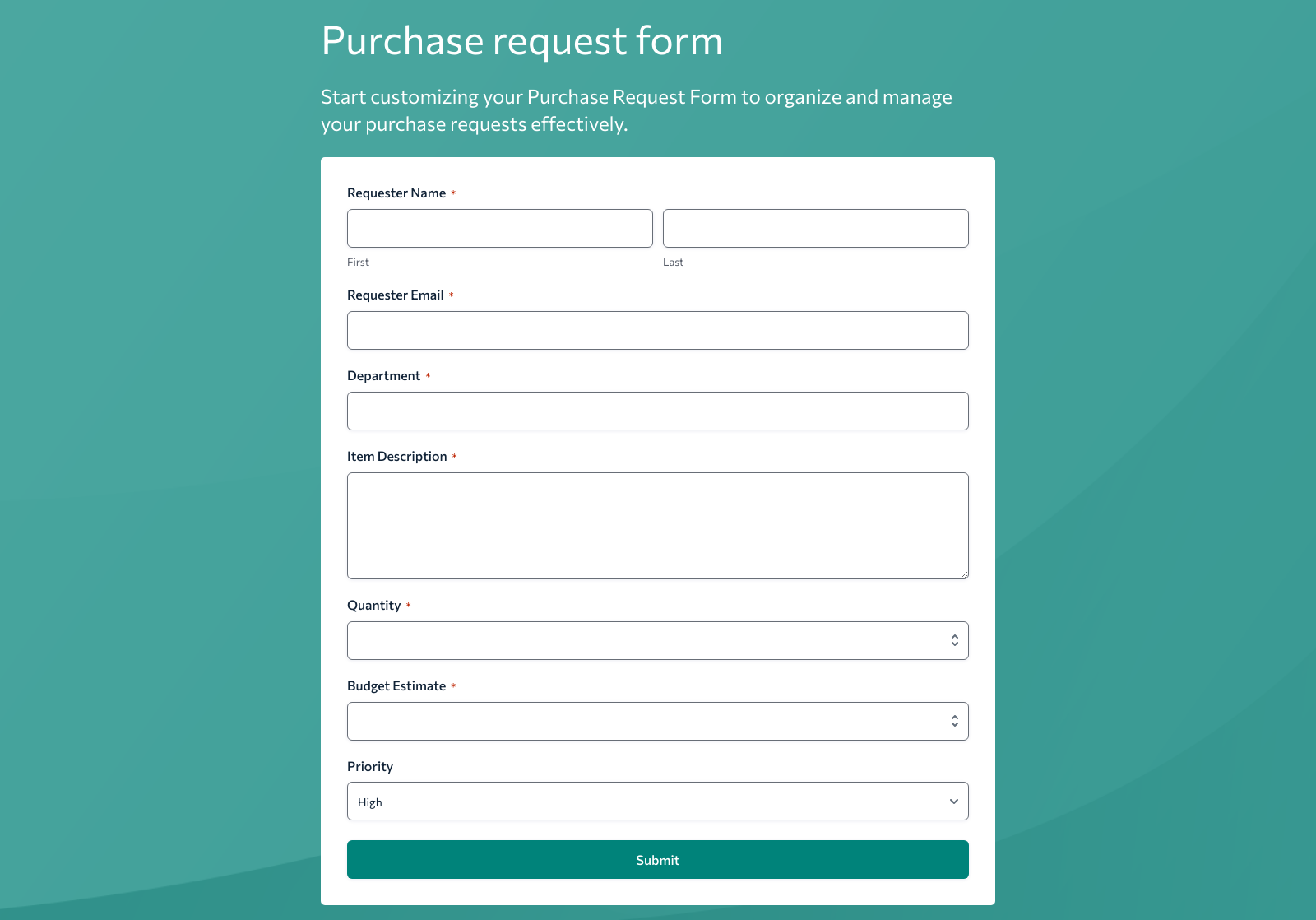 Purchase Request Form Template – Woorise