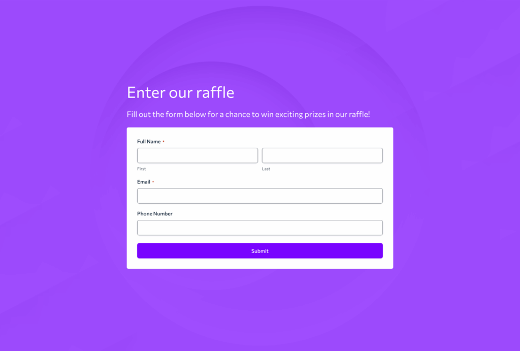 Raffle Entry Form Template – Woorise