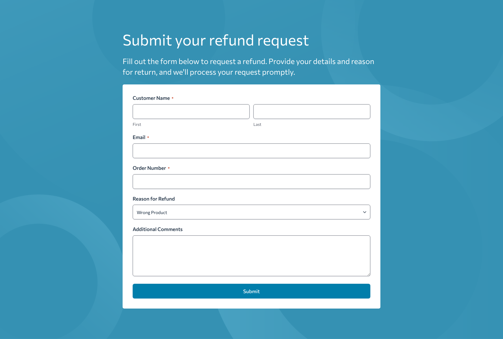 Refund Request Form Template – Woorise