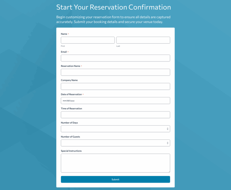 Reservation Confirmation Form Template – Woorise