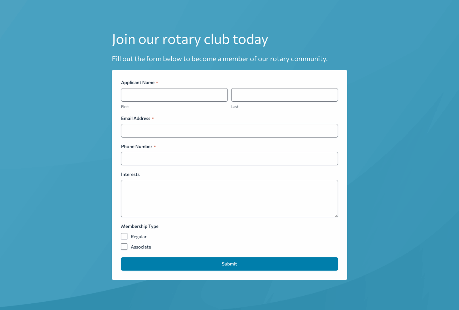 Rotary Membership Form Template – Woorise