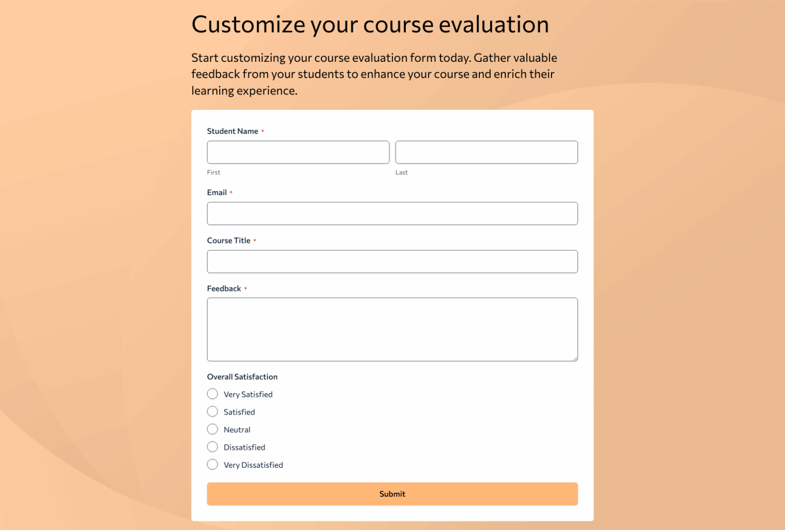 Sample Course Evaluation Form Template – Woorise