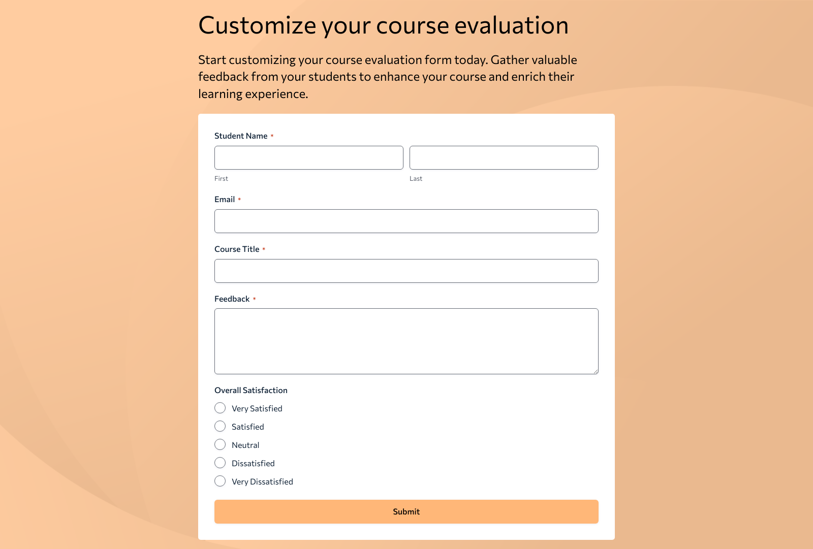 Sample Course Evaluation Form Template – Woorise