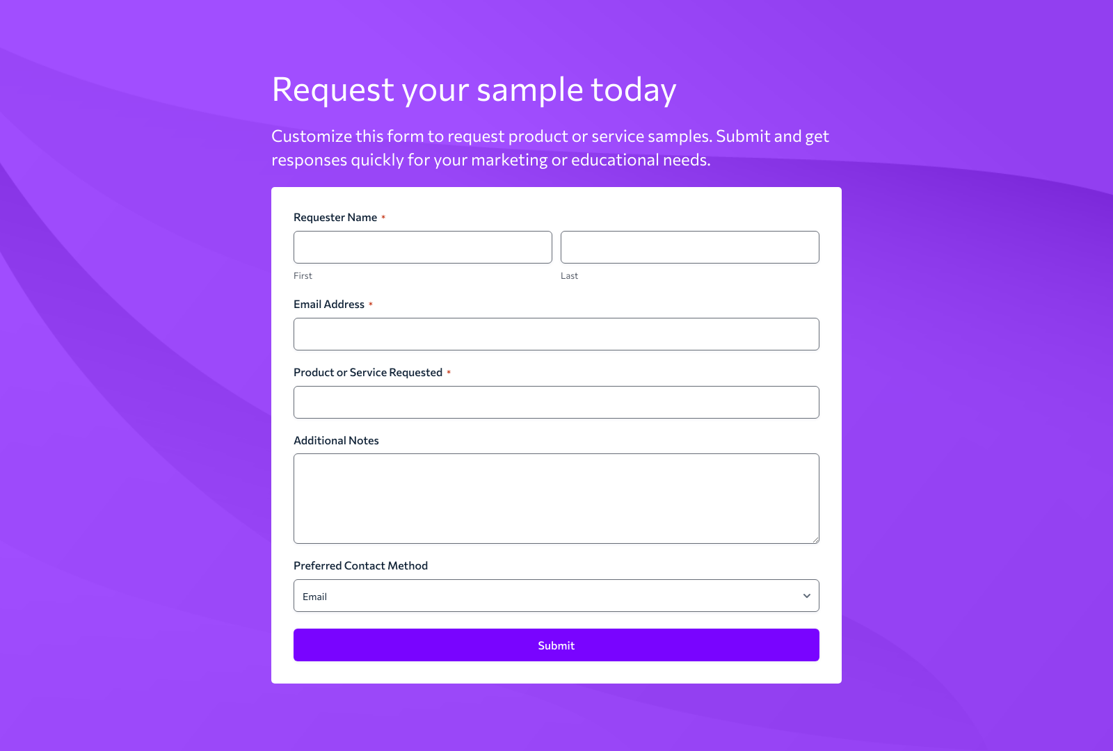 Sample Request Form Template – Woorise