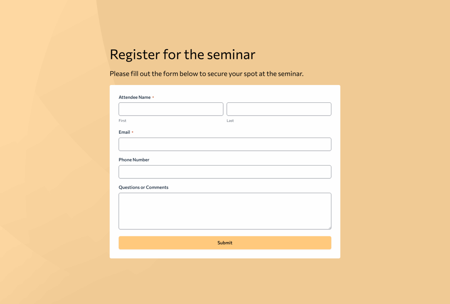 Seminar Registration Form Template – Woorise