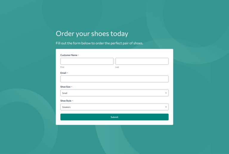 Shoes Order Form Template – Woorise
