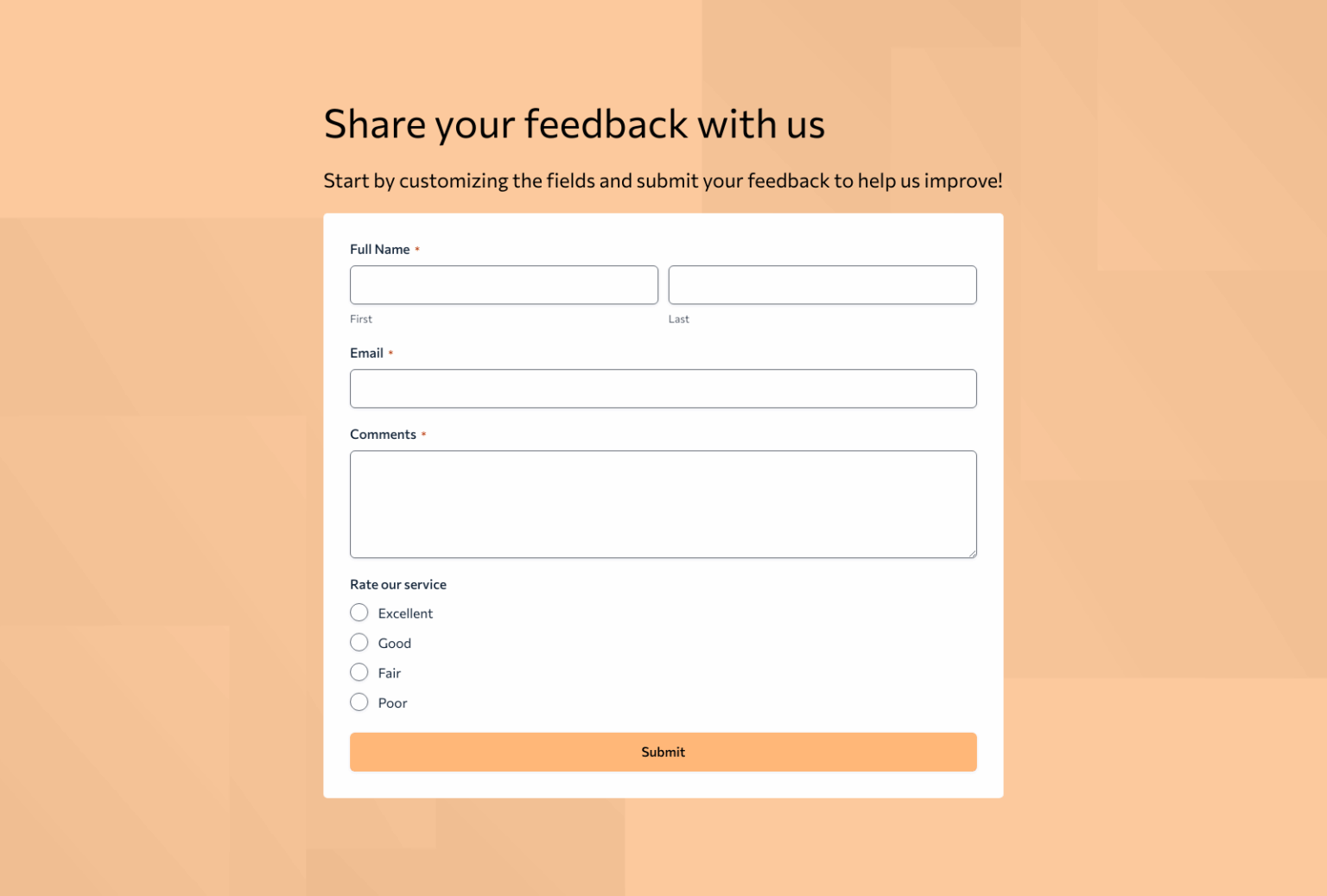 Simple Feedback Form Template – Woorise