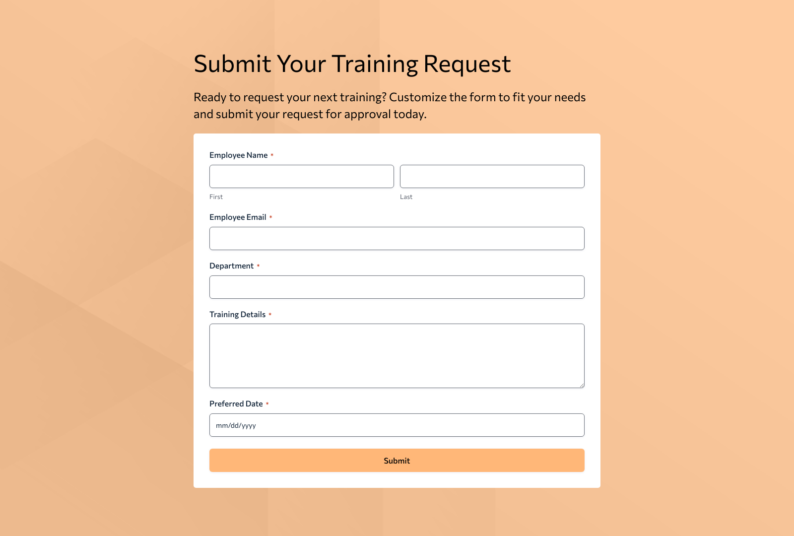 Simple Training Request Form Template – Woorise
