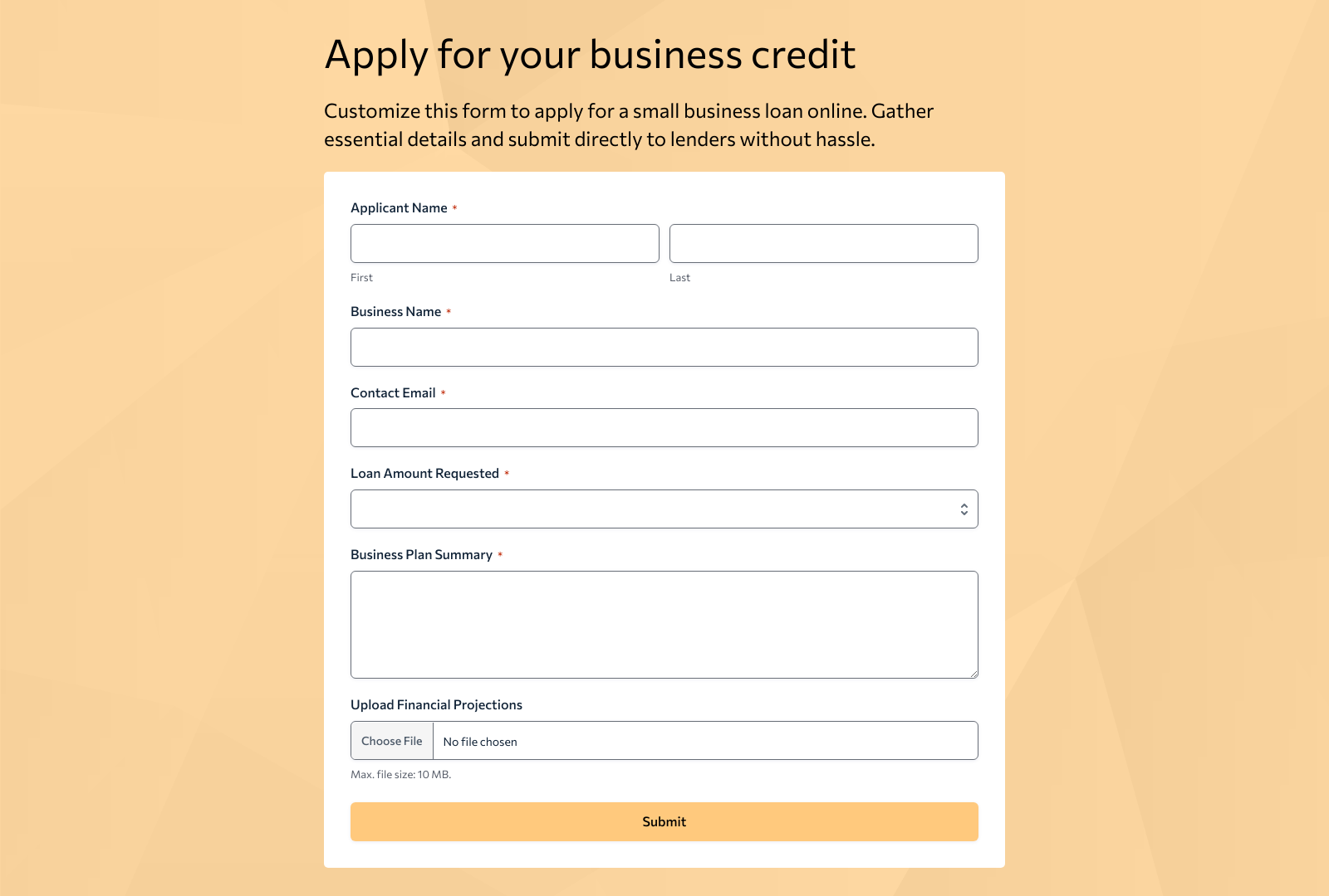 Small Business Credit Application Form Template – Woorise