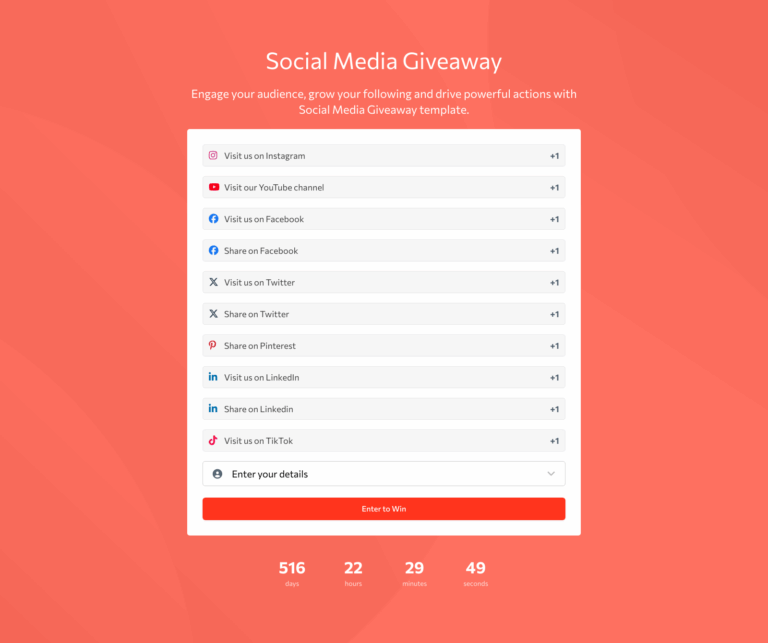 Social Media Giveaway Template – Woorise