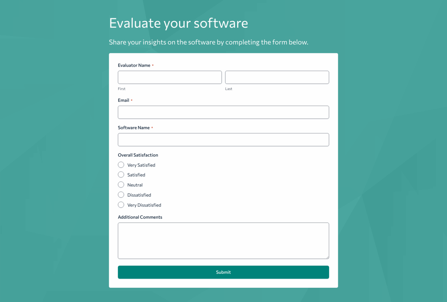 Software Evaluation Form Template – Woorise