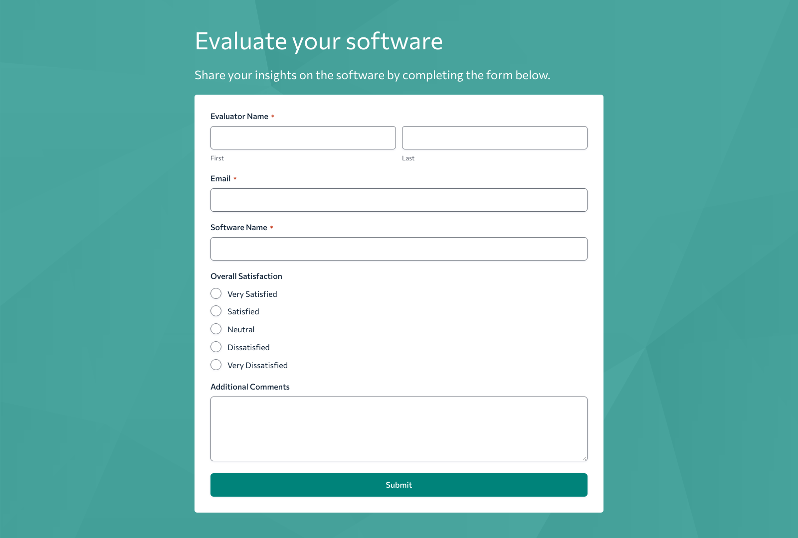 Software Evaluation Form Template – Woorise