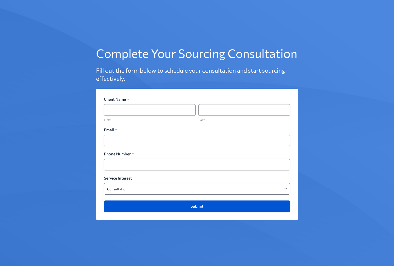 Sourcing Consultation Form Template – Woorise
