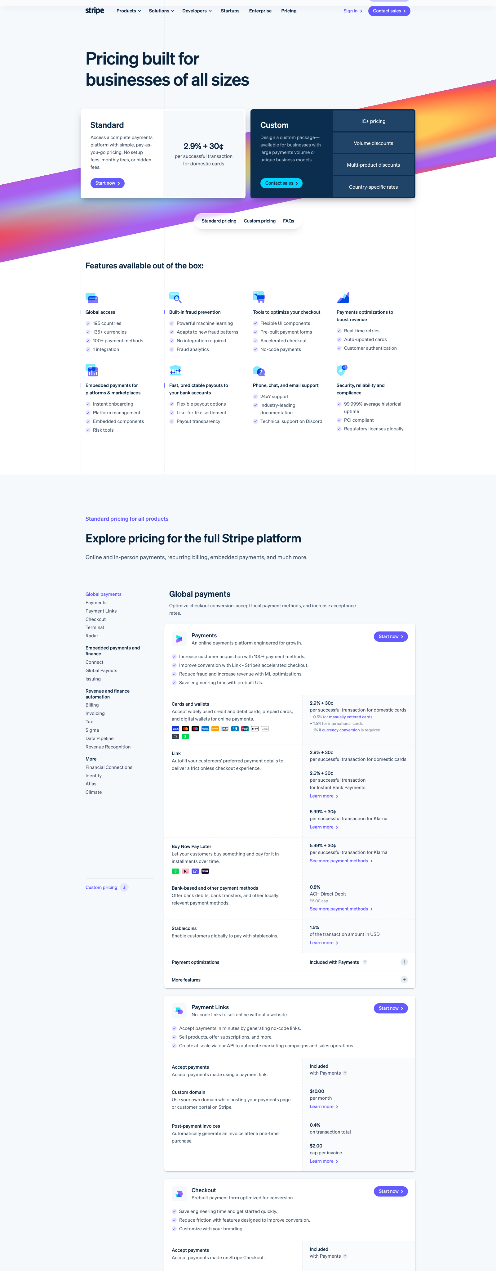 Stripe Pricing Landing Page Example – Woorise