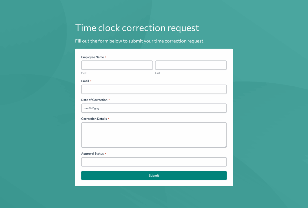 Time Clock Correction Form Template – Woorise