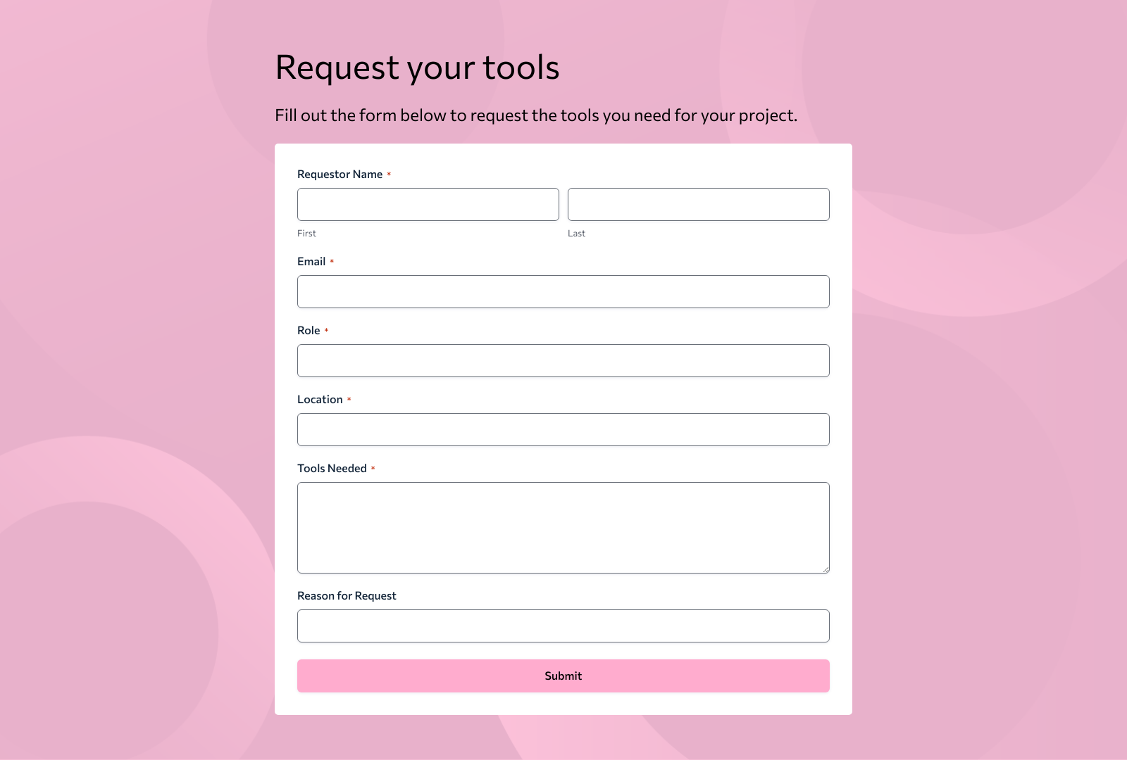 Tool Request Form Template – Woorise