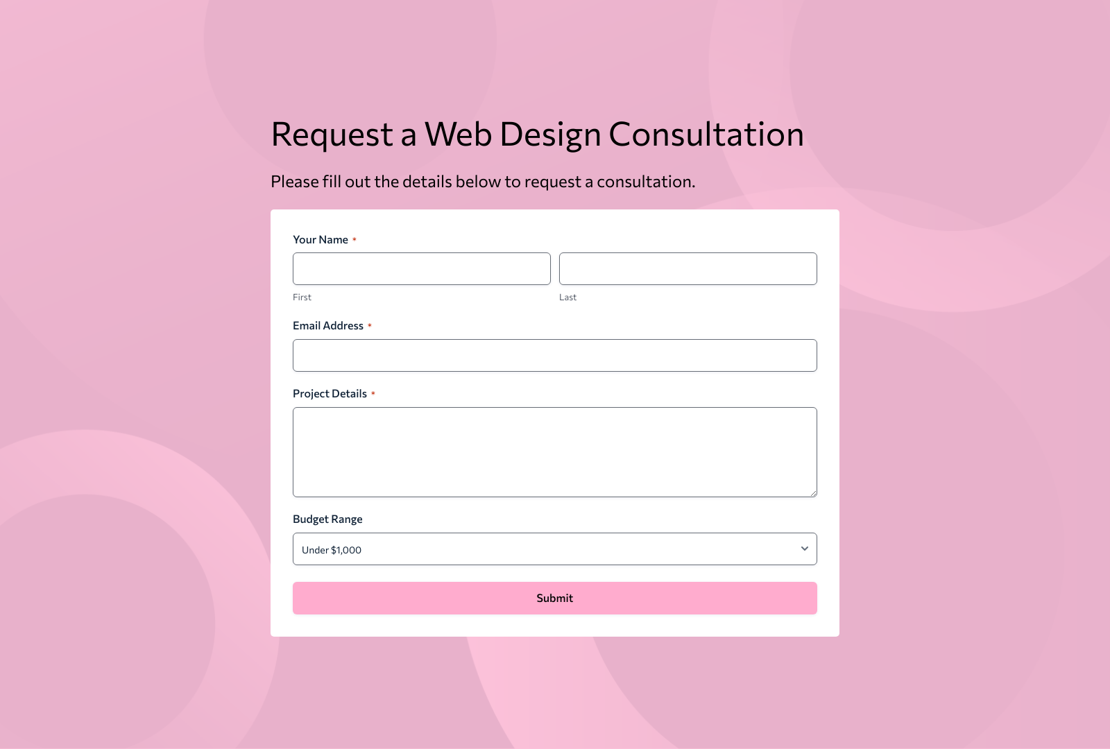 Web Design Consultation Form Template – Woorise