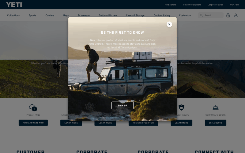 Yeti Contact Landing Page Example – Woorise